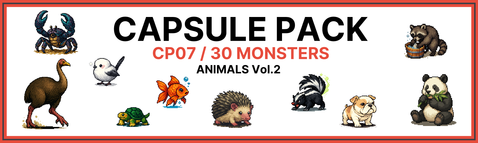 CP07 — 30 Pixel Animals (PNG, S/M/L) by Pixel Material Studio