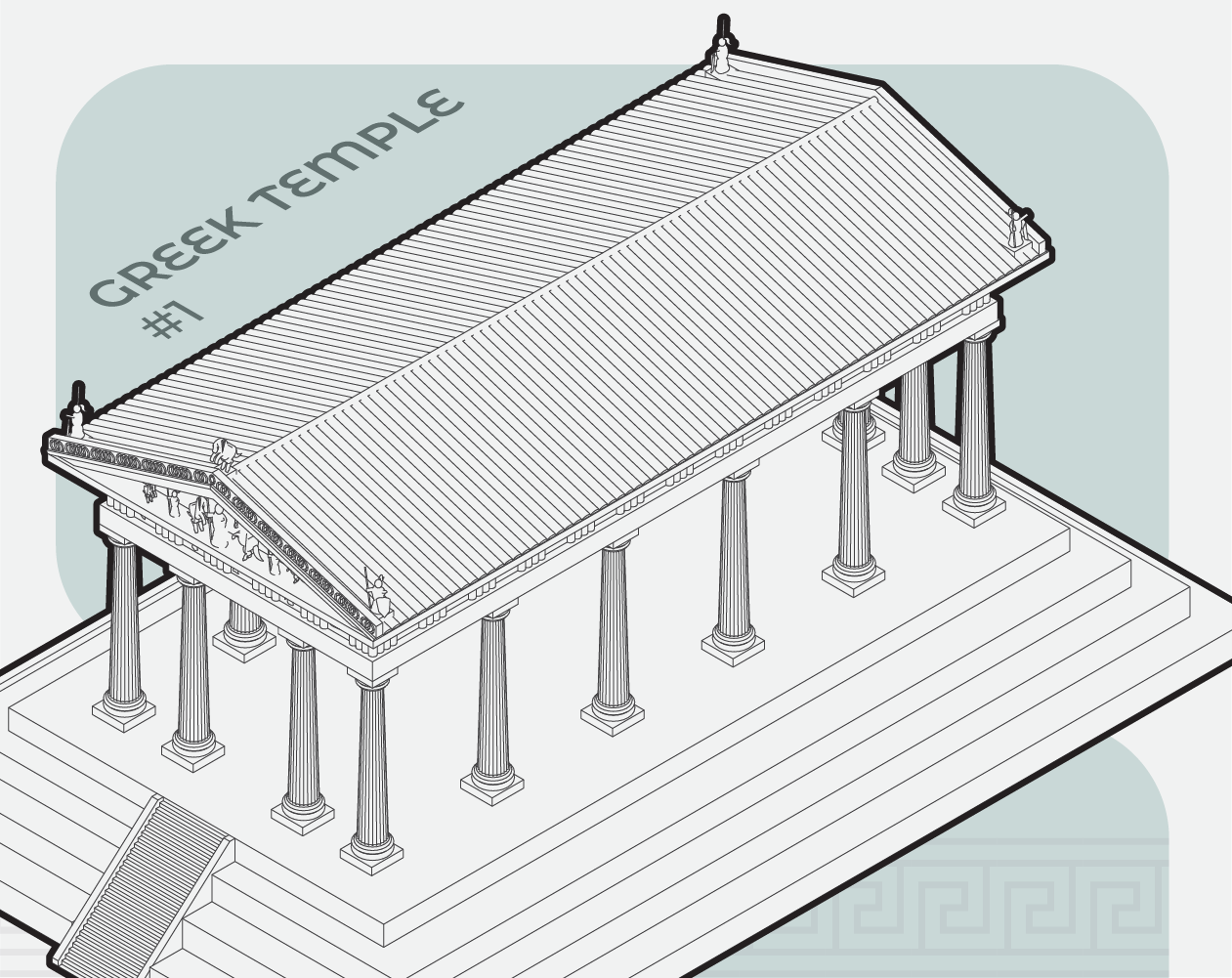 Isometric Greek Temple | Vector by Archi-Bits Studio