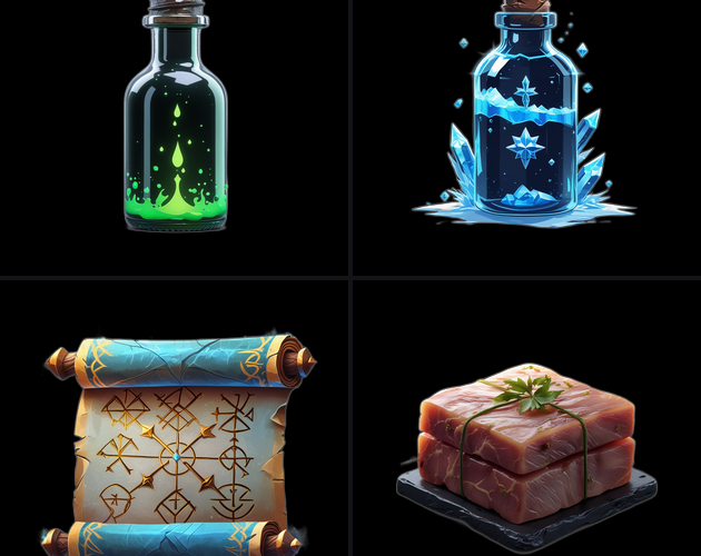 Fantasy RPG Potions Icons Pack – Consumables & Scrolls by xAlphaRDx