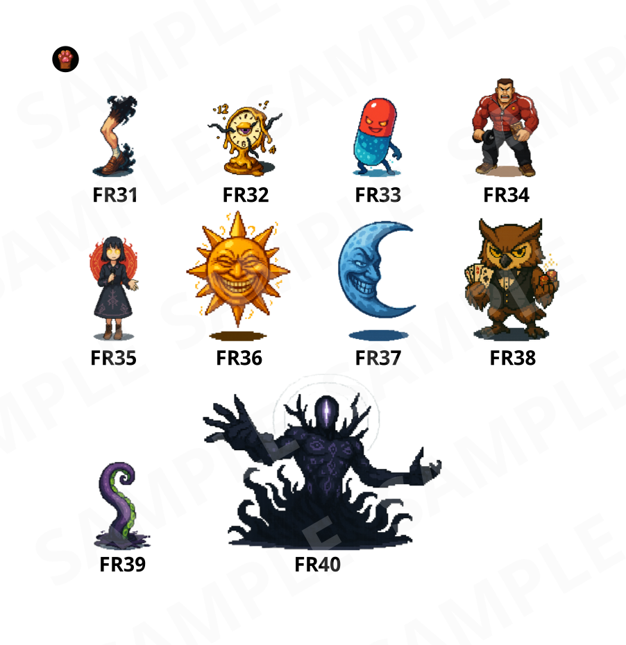 10 Free Pixel Monsters — PNGs (S/M/L @1x)-FR04 by Pixel Material Studio