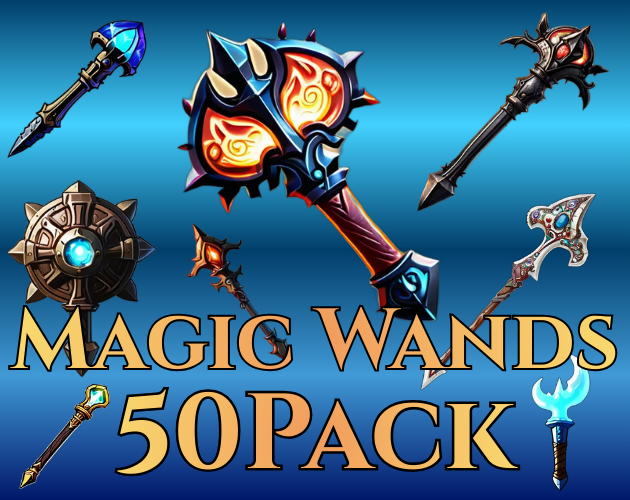 50 Fantasy Magic Wand Icons｜RPG Asset Pack (PNG) by Pixel Hammer