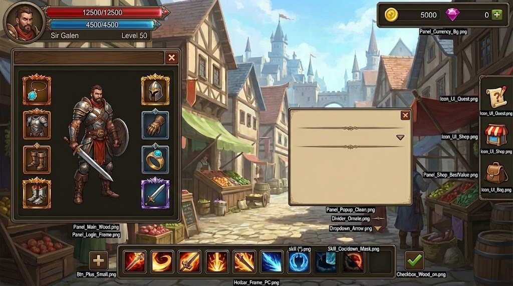 Free Fantasy RPG UI Kit - Hand Painted Style by ZSS Game Lab