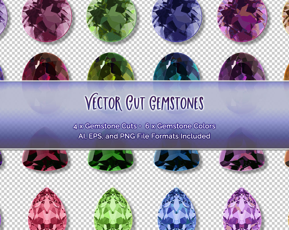 Vector Cut Gemstones - 4 Gemstone Cuts in 6 Gemstone Colors by Evalynn