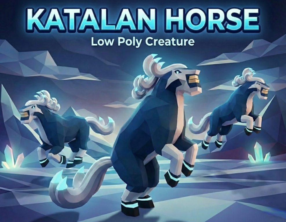Katalan Horse — Low Poly Animated Creature (Rigged) by RUTZ