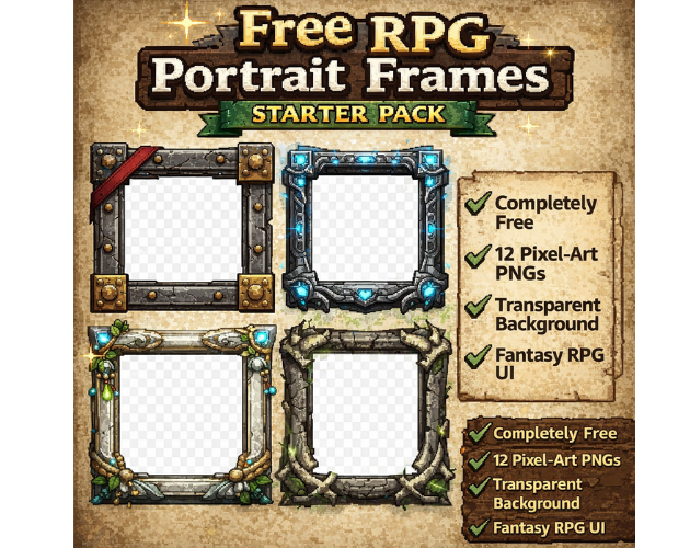 RPG Portrait Frames – Free Starter Pack by Marco Brito