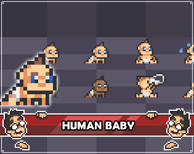 2D Pixel Art Human Baby Sprites by Elthen's Pixel Art Shop