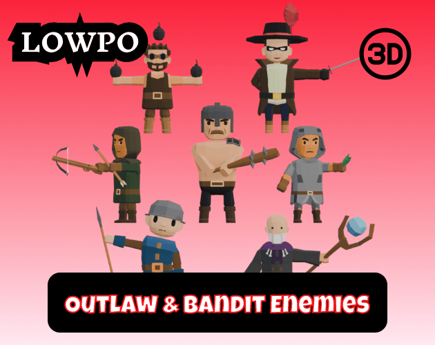 LOWPO: Outlaw & Bandit Enemies – 7 Rigged Low Poly Characters by Standout 7