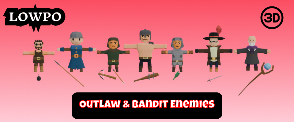 Devlog - LOWPO: Outlaw & Bandit Enemies – 7 Rigged Low Poly Characters ...