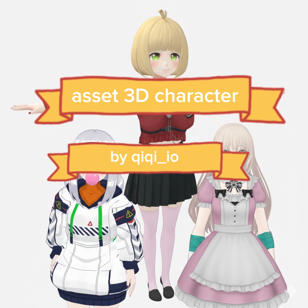 3D Asset anime character and normal character by qiqi_oi