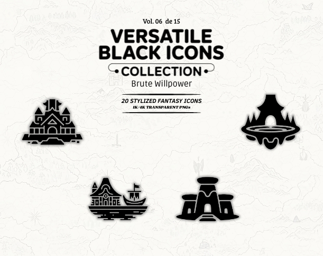 Versatile Black Icons V07 — Brute Willpower by fredcalil | ART with AI