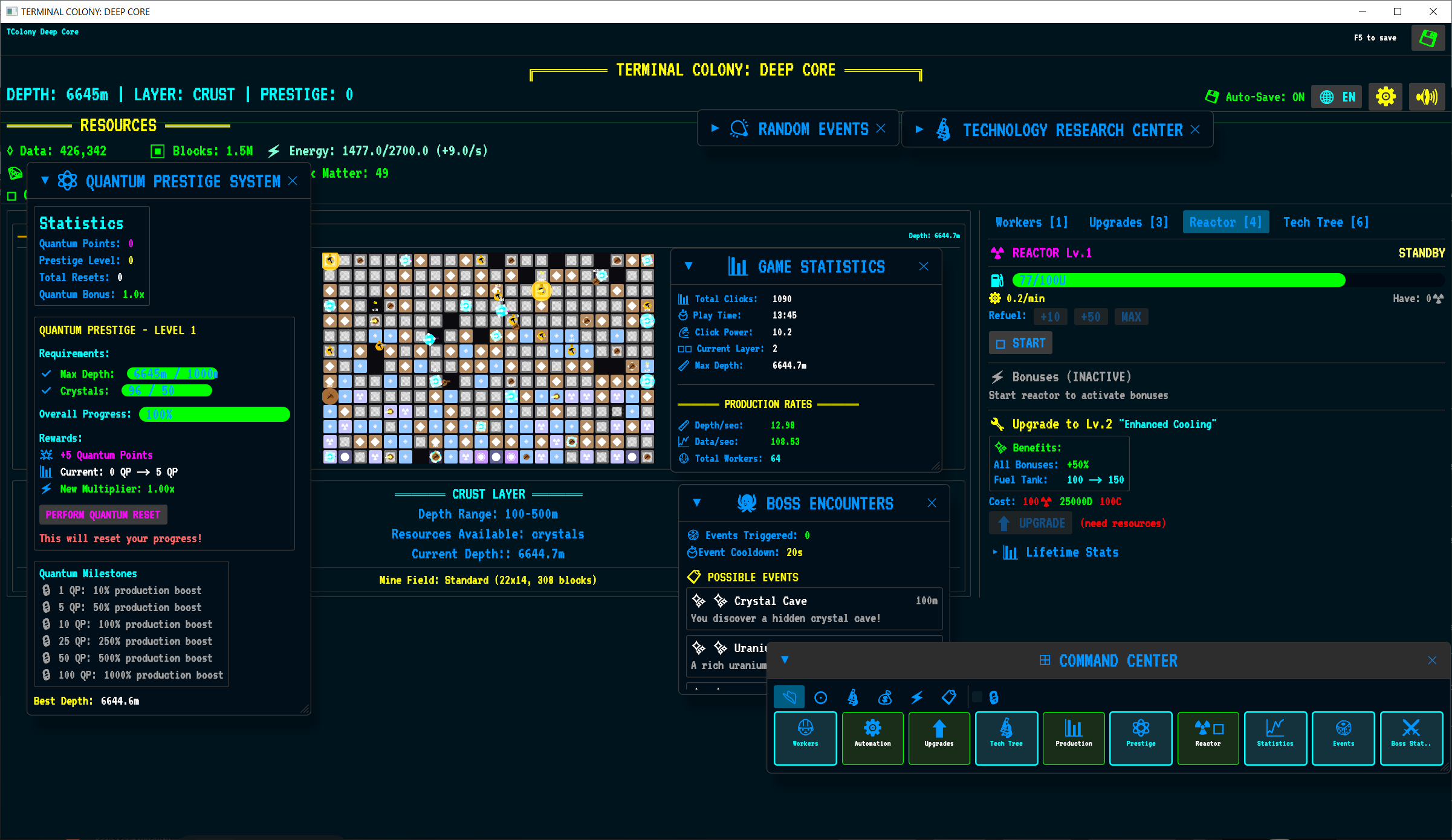 Hotfix 0.9.5: New Nuclear Reactor Tab, Less Boss Grind - Terminal Colony: Deep Core by meapps