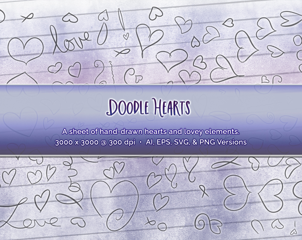 Doodle Hearts - Freebie! Hand-drawn Vector Clipart Elements by Evalynn