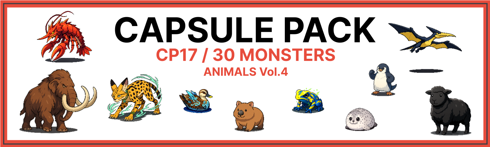 CP17 — 30 Pixel Animals (PNG, S/M/L) by Pixel Material Studio