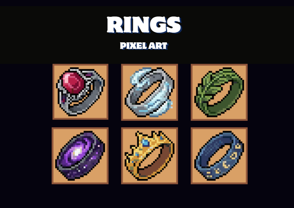 Rings Icons Pixel Art by Pixel-Banner