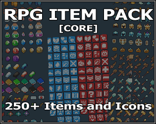 RETRO RPG ITEM PACK 250+ ITEMS AND ICONS 16x16 by MikePixelArt