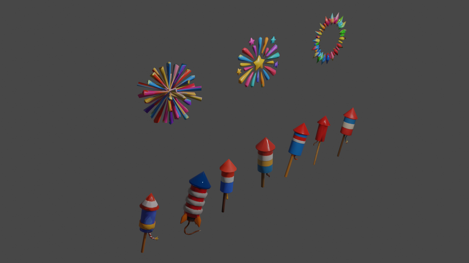 Low Poly Fireworks Props Pack by XVerse Realm