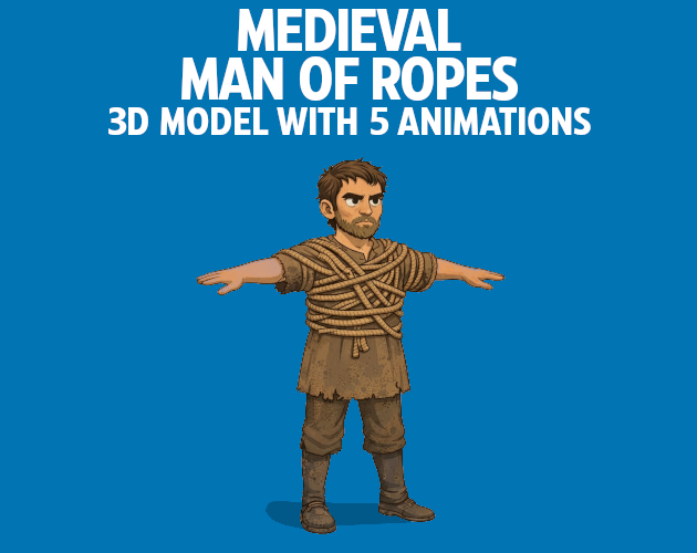 3D Medieval Man of Ropes Character Rigged Pack – 3D Model with Walk ...