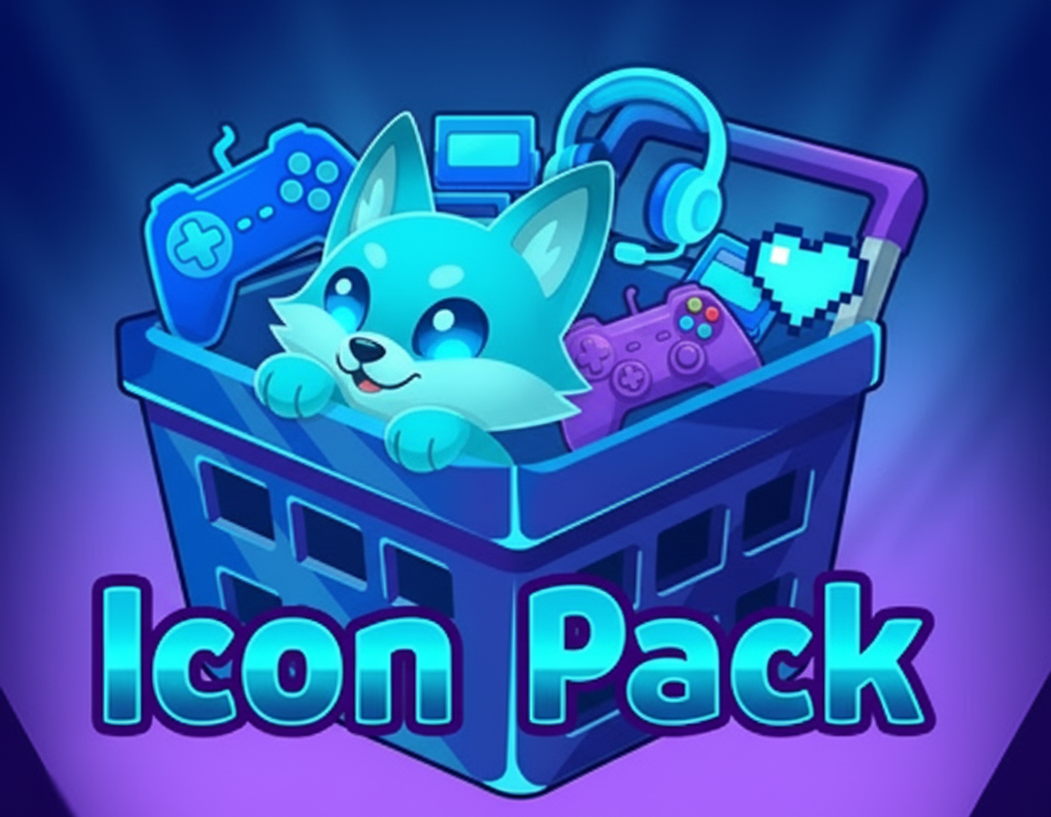 Cartoon Icon Pack gradient (cyan, blue, violet) by Gaadish