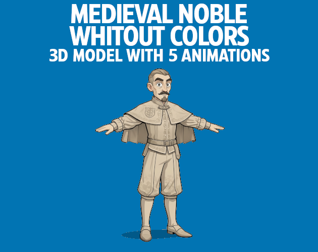 3D Medieval Noble Without Colors Character Rigged Pack – 3D Model with ...
