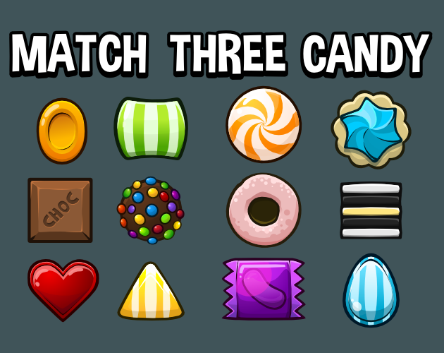 Match three candy by Robert Brooks - gamedeveloperstudio.com