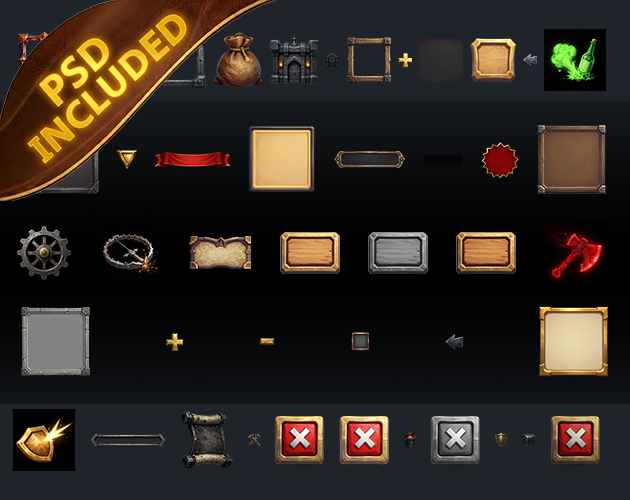 Fantasy RPG UI Kit - Starter Pack (Includes PSD) by ZSS Game Lab