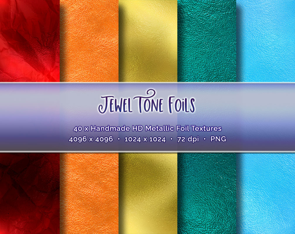 Jewel Tone Foil Sheets - 40 x Handmade HD Textures by Evalynn