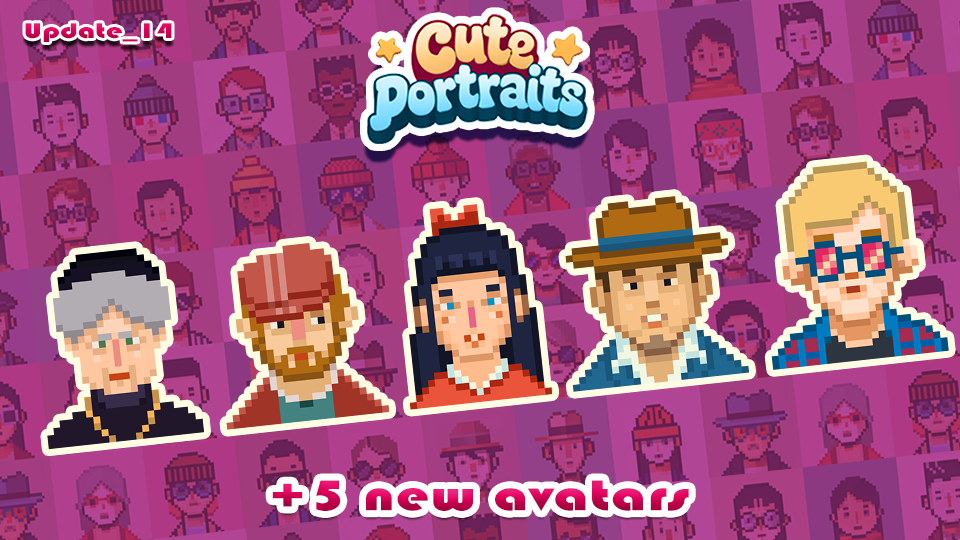 Update_14: 5 new avatar icons - Cute Portraits 32x32 by Barely_Games