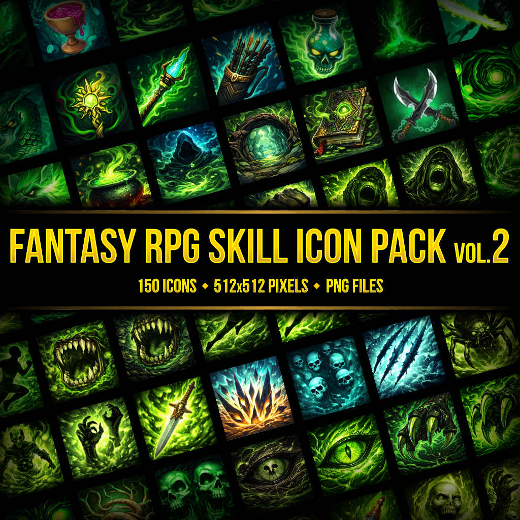 150+ Fantasy RPG Skill and Ability Icon Pack 2 by pzUH