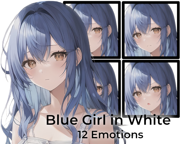 Free Character - Blue Girl in White by WineChan