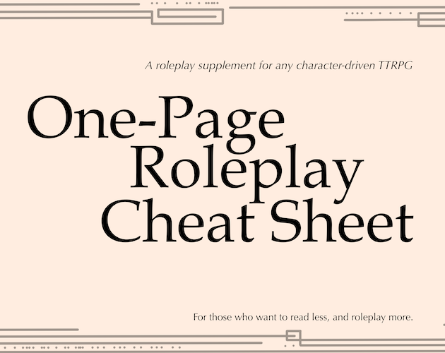 One-Page Roleplay Cheat Sheet by Unfound Fables