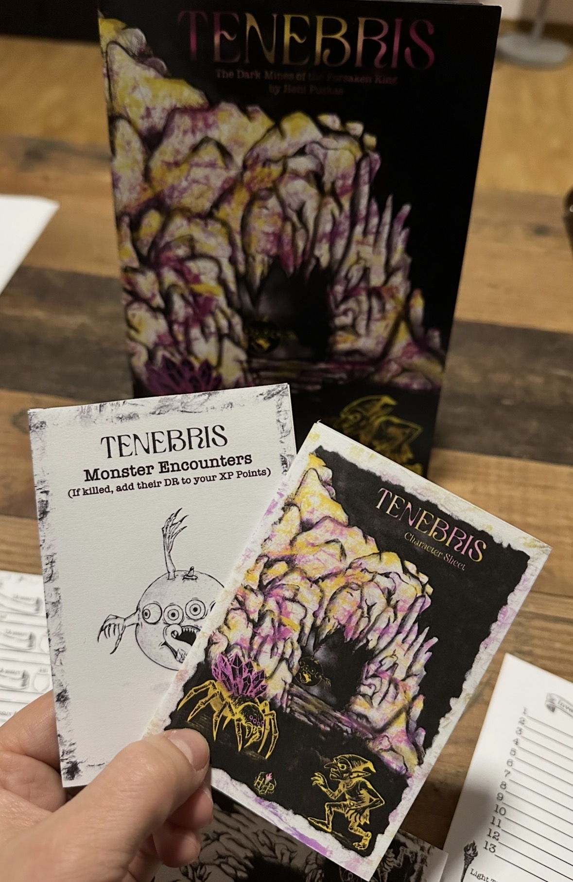 Tenebris PocketMod Character & Monster Encounter Sheets by PuskasHeni