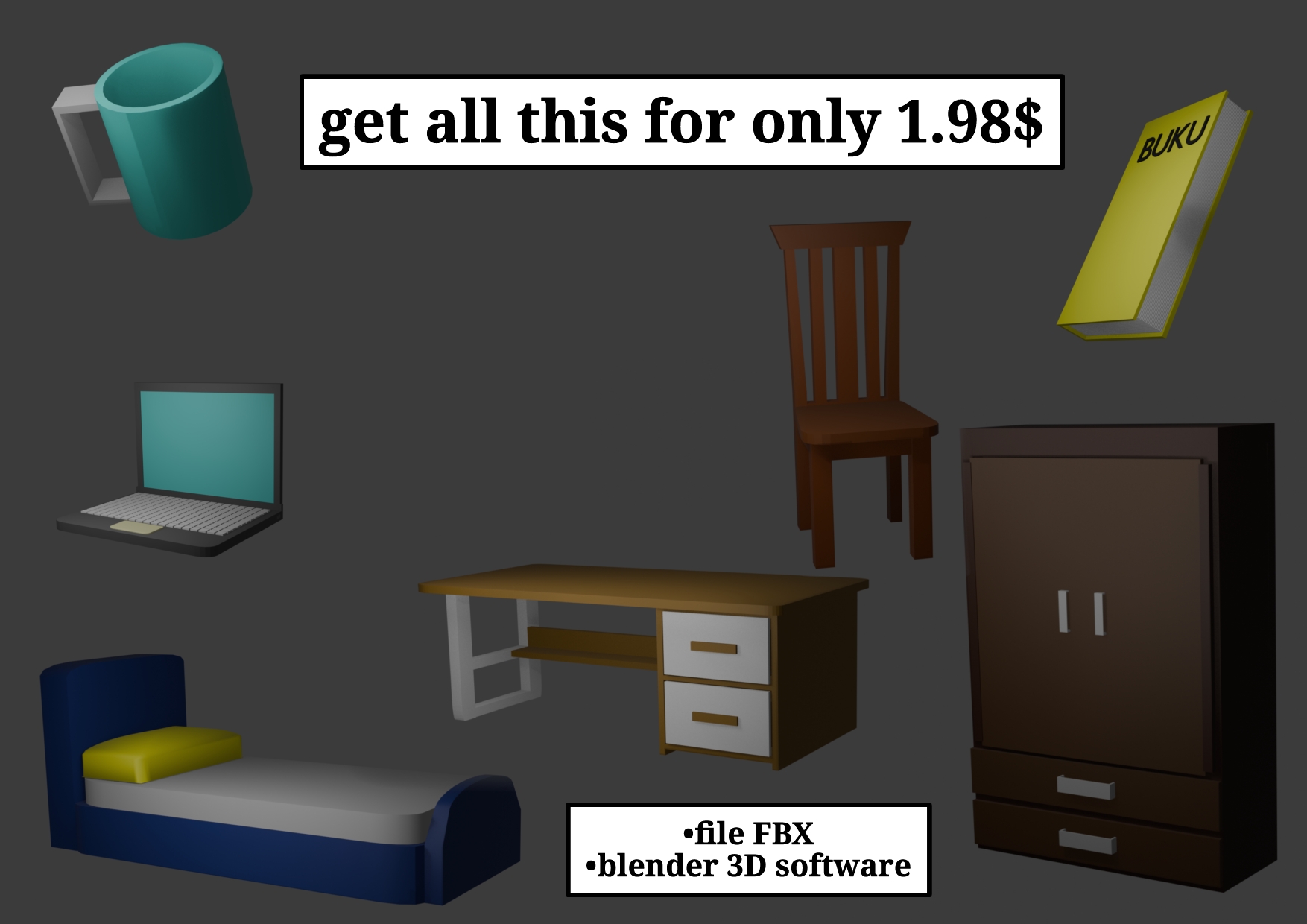pack basic model 3D blender by Qal_GameDeveloper