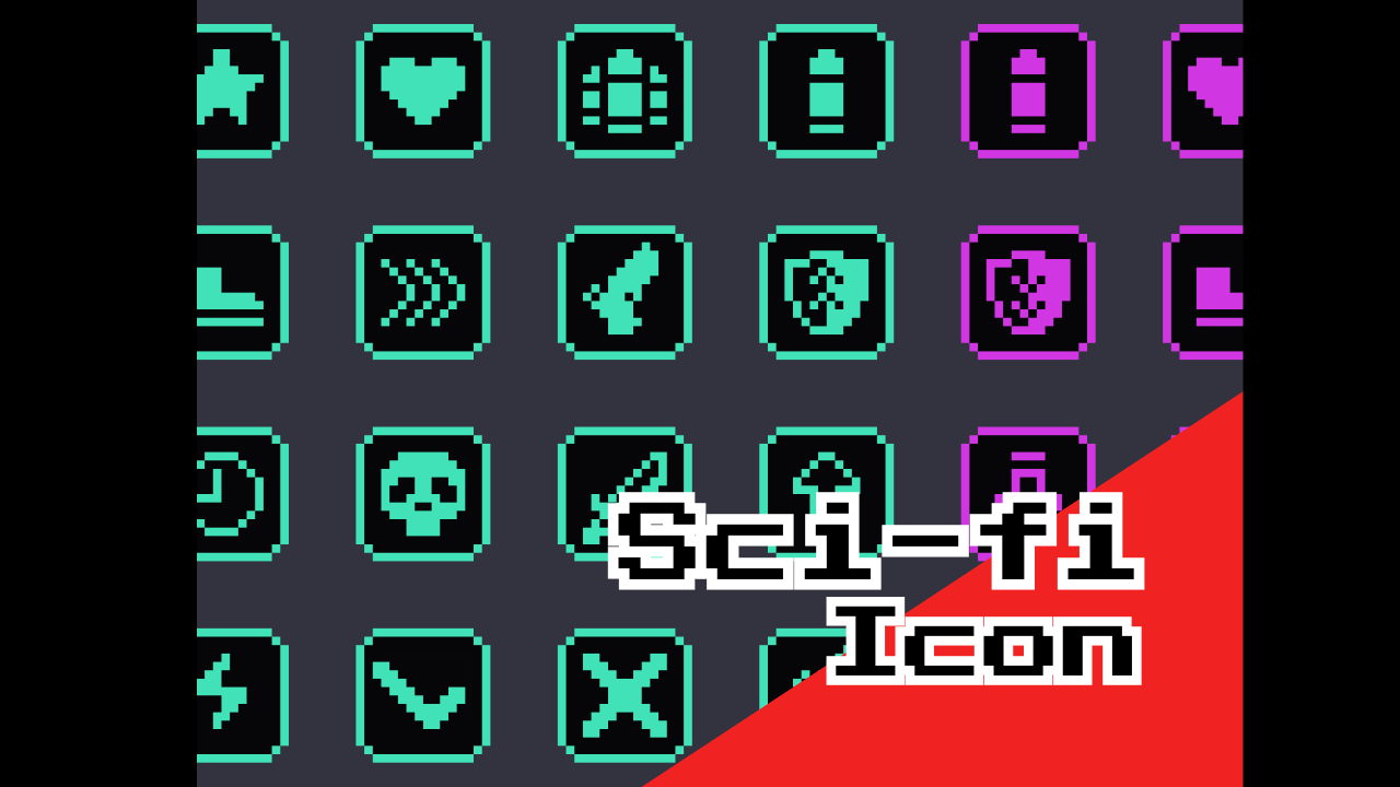 Sci‑Fi Pixel Icons – 24 HUD & UI Assets (16×16) by Maru