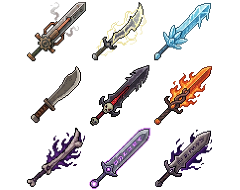 100 pixel art swords | Free sample by pixStuff