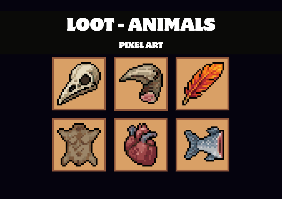 Comments - Animal Loot Icons Pixel Art by Pixel-Banner