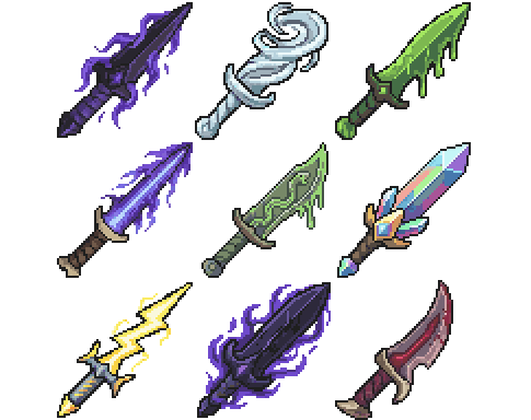 100 Pixel Art Daggers | Free Sample by pixStuff