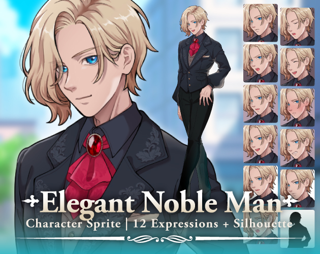 [Fantasy Character Sprite] Elegant Noble Man – Aristocratic Male with ...