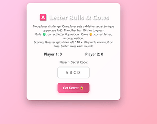 New & popular games tagged bulls-cows and Two Player - itch.io