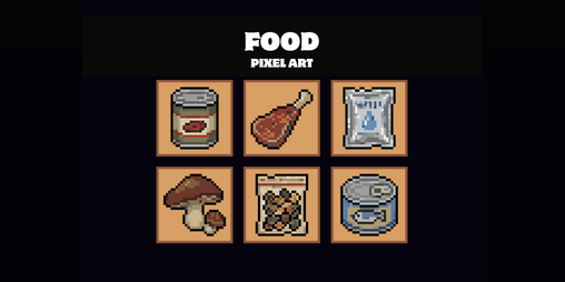 Survival Food Icons Pixel Art by Pixel-Banner