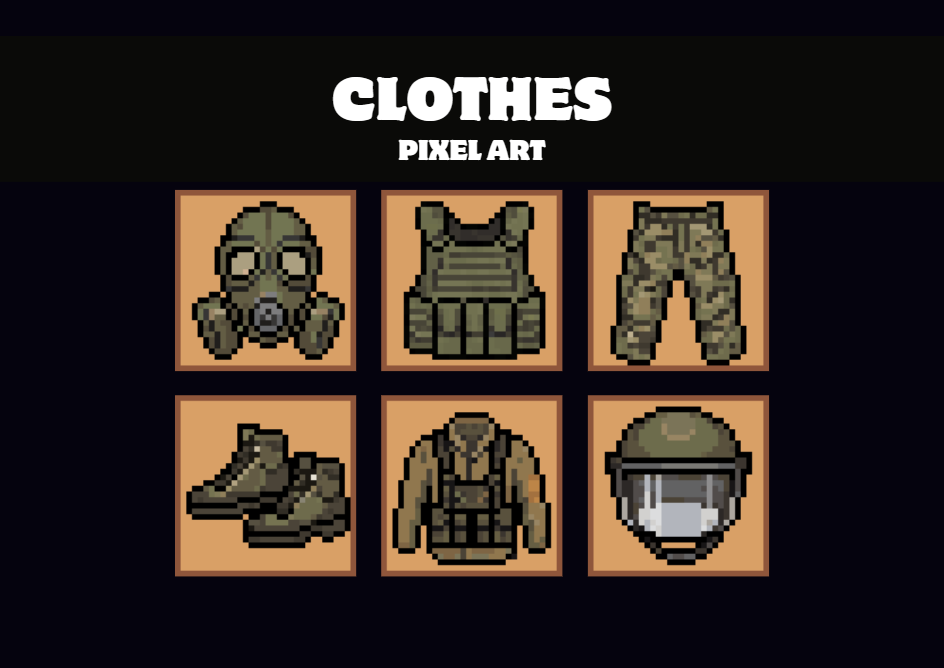 Survival Clothes Icons Pixel Art by Pixel-Banner