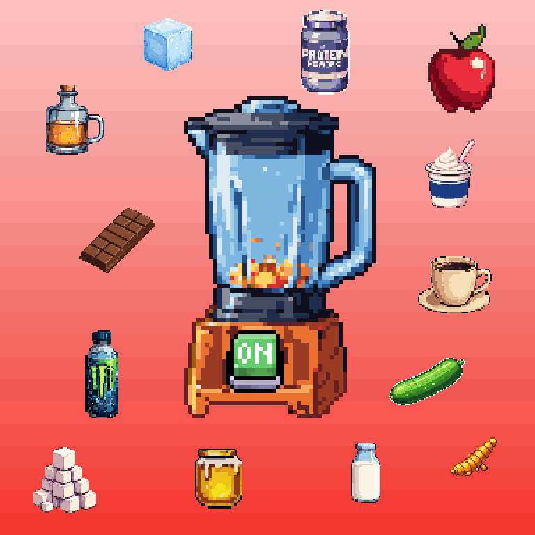 Blender and Ingredients pixel art Asset by Artmog