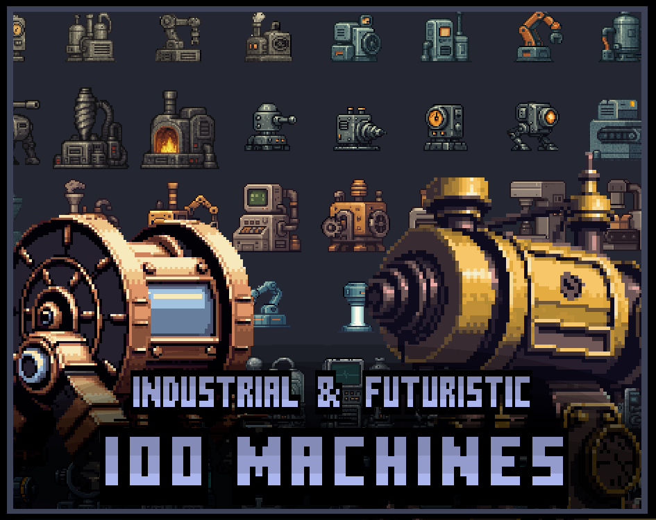 100 Industrial & Futuristic Machines by NinjaGame_Dev