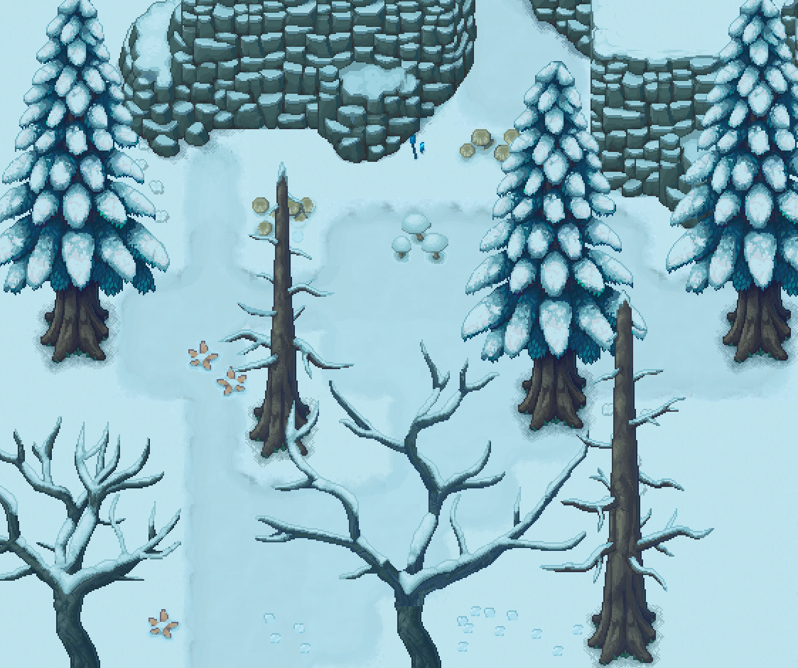 Cliff decoration, statues and trees snow edition. - Winlu Fantasy ...