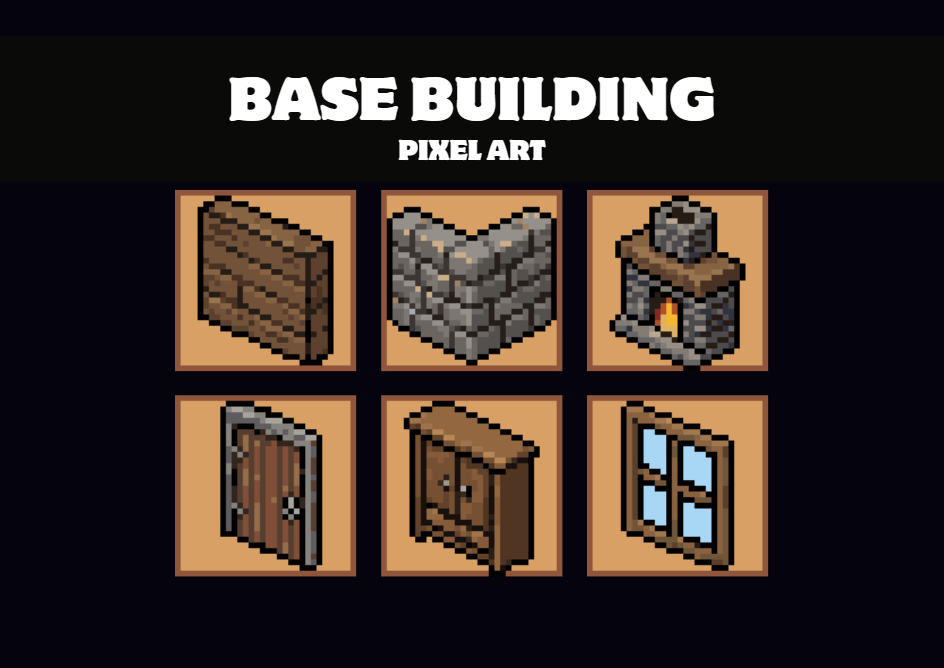 Survival Base Building Icons Pixel Art by Pixel-Banner