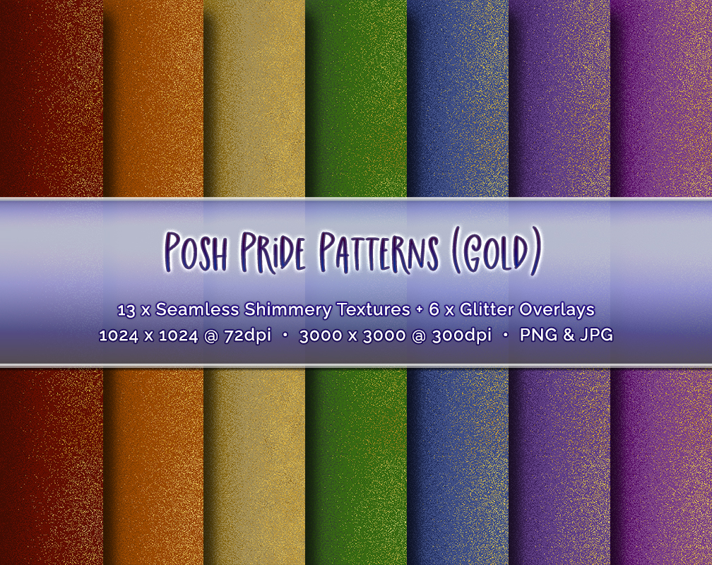 Posh Pride Patterns (Gold) - 13 x Seamless HD Textures by Evalynn