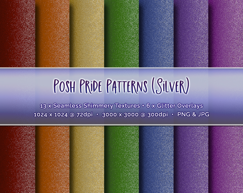 Posh Pride Patterns (Silver) - 13 x Seamless HD Textures by Evalynn