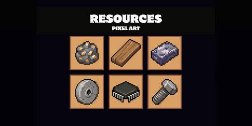 Survival Resources and Crafting Icons Pixel Art by Pixel-Banner