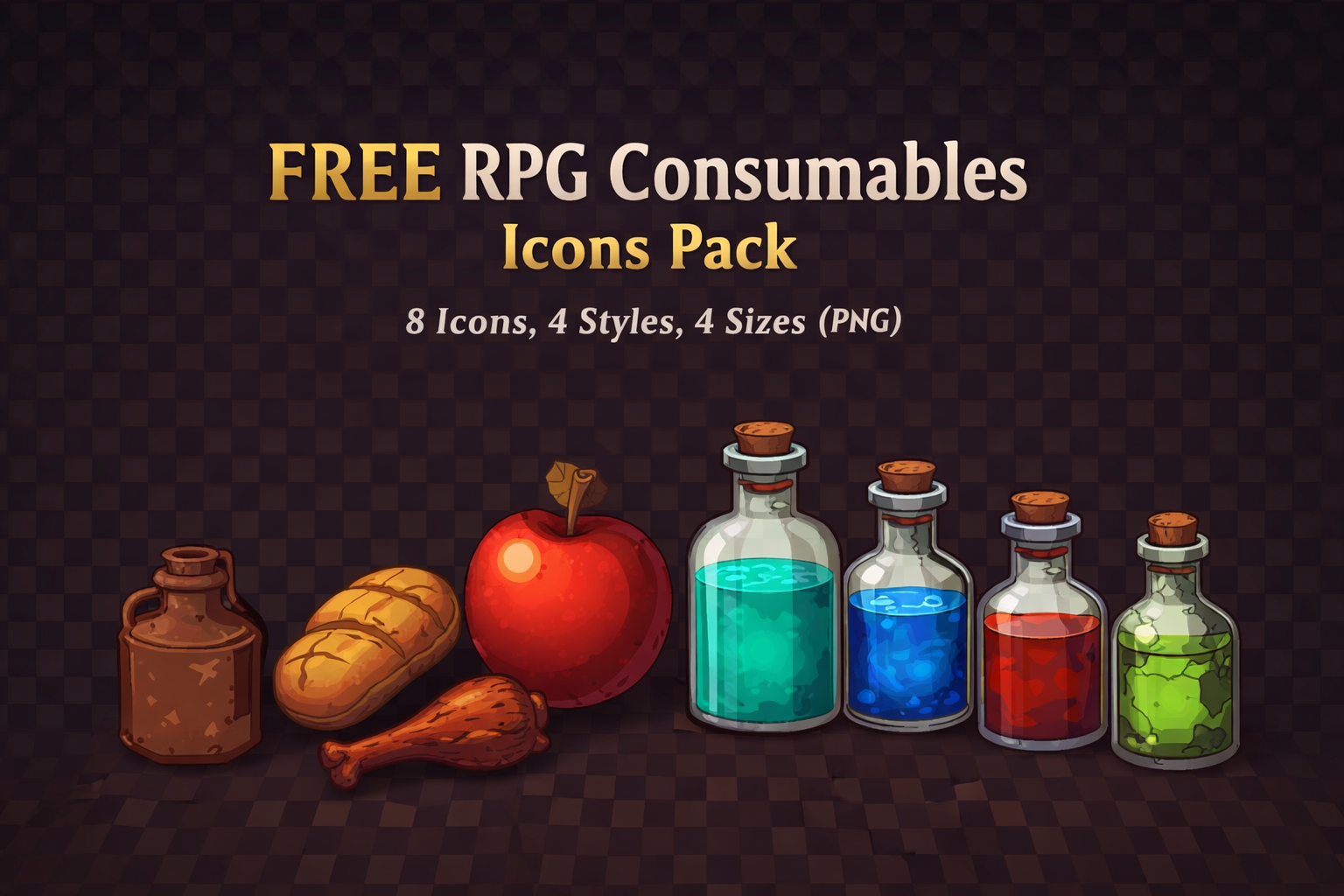 FREE RPG Consumables Icons Pack (PNG) 8 Icons, 4 Styles, 4 Sizes by ...