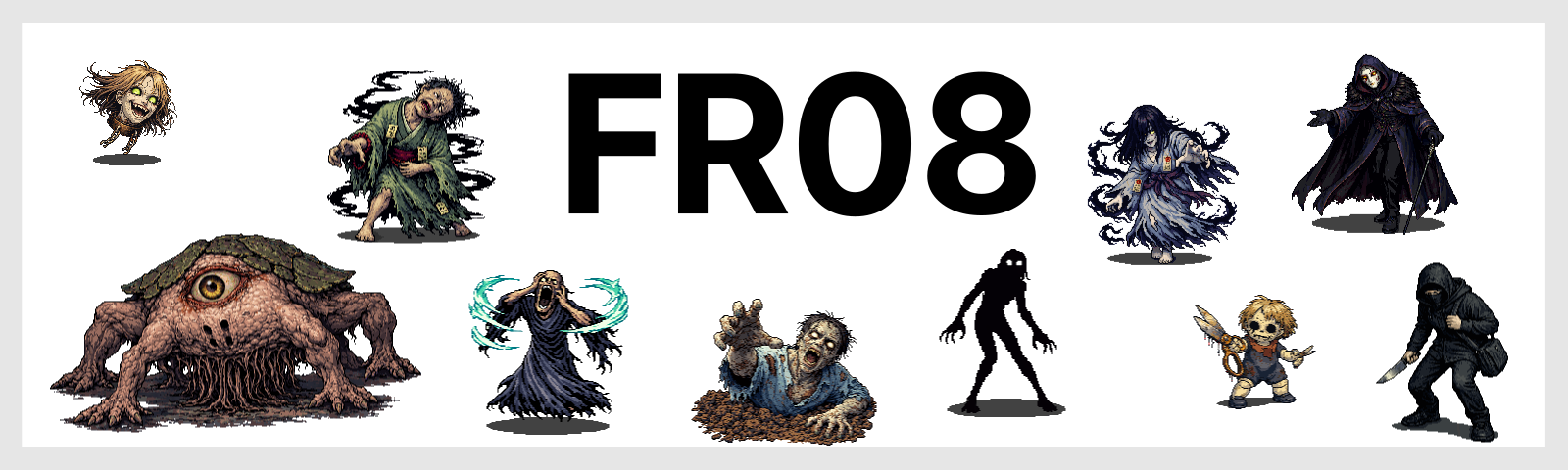 FR08 — 10 Free Pixel Monsters (PNG, S/M/L) by Pixel Material Studio