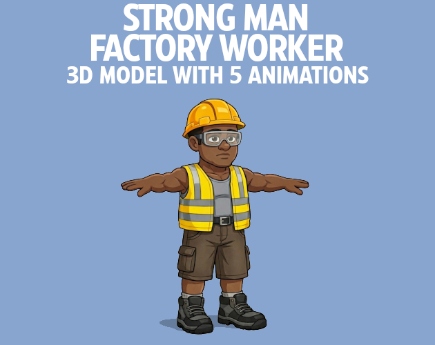 3D Strong Man Factory Worker Character Rigged Pack – 3D Model with Walk ...